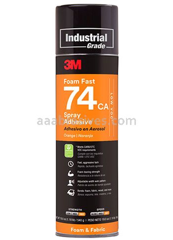 3M Foam Fast 74 CA Spray Adhesive Low VOC 25%, Orange